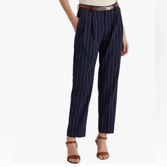Lauren Ralph Lauren | Pants & Jumpsuits | Lauren Ralph Lauren Womens Striped Wool Crpe Ankle ...